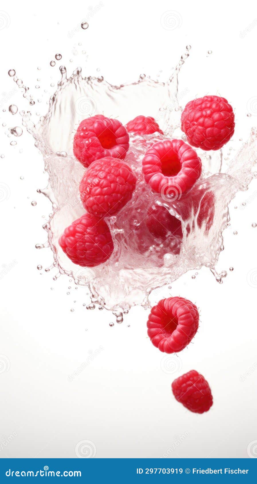 Some Raspberries are Falling into a Bowl of Water Stock Image - Image ...