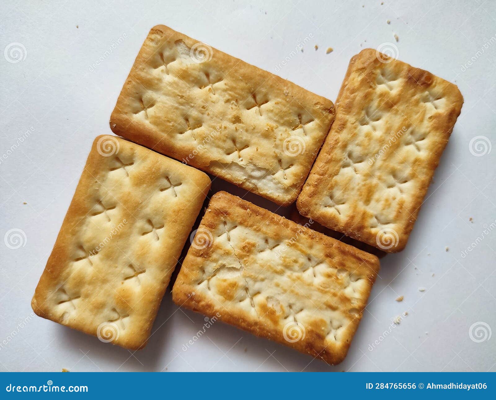 Some Rectangular Butter Cookies with Sugar in the Middle on White ...