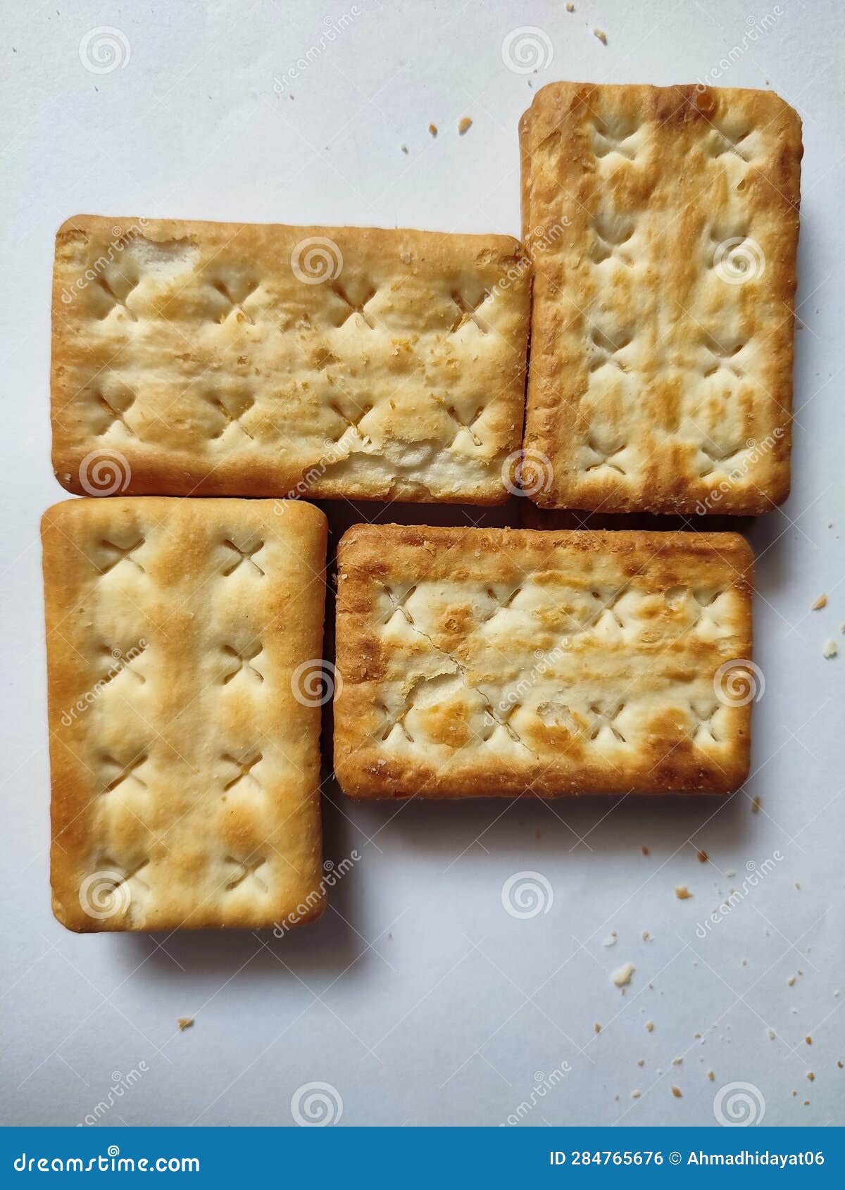 Some Rectangular Butter Cookies with Sugar in the Middle on White ...