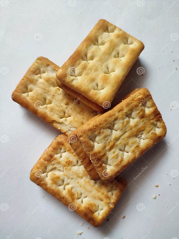 Some Rectangular Butter Cookies with Sugar in the Middle on White ...