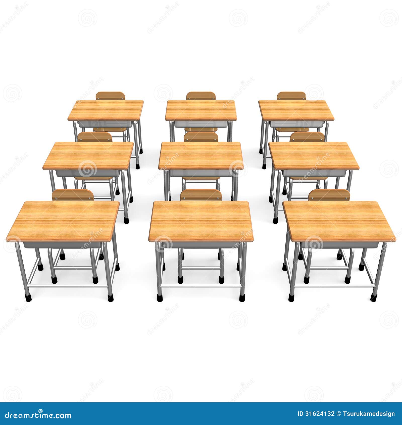 Some School Desk Back View Stock Illustration 31624123