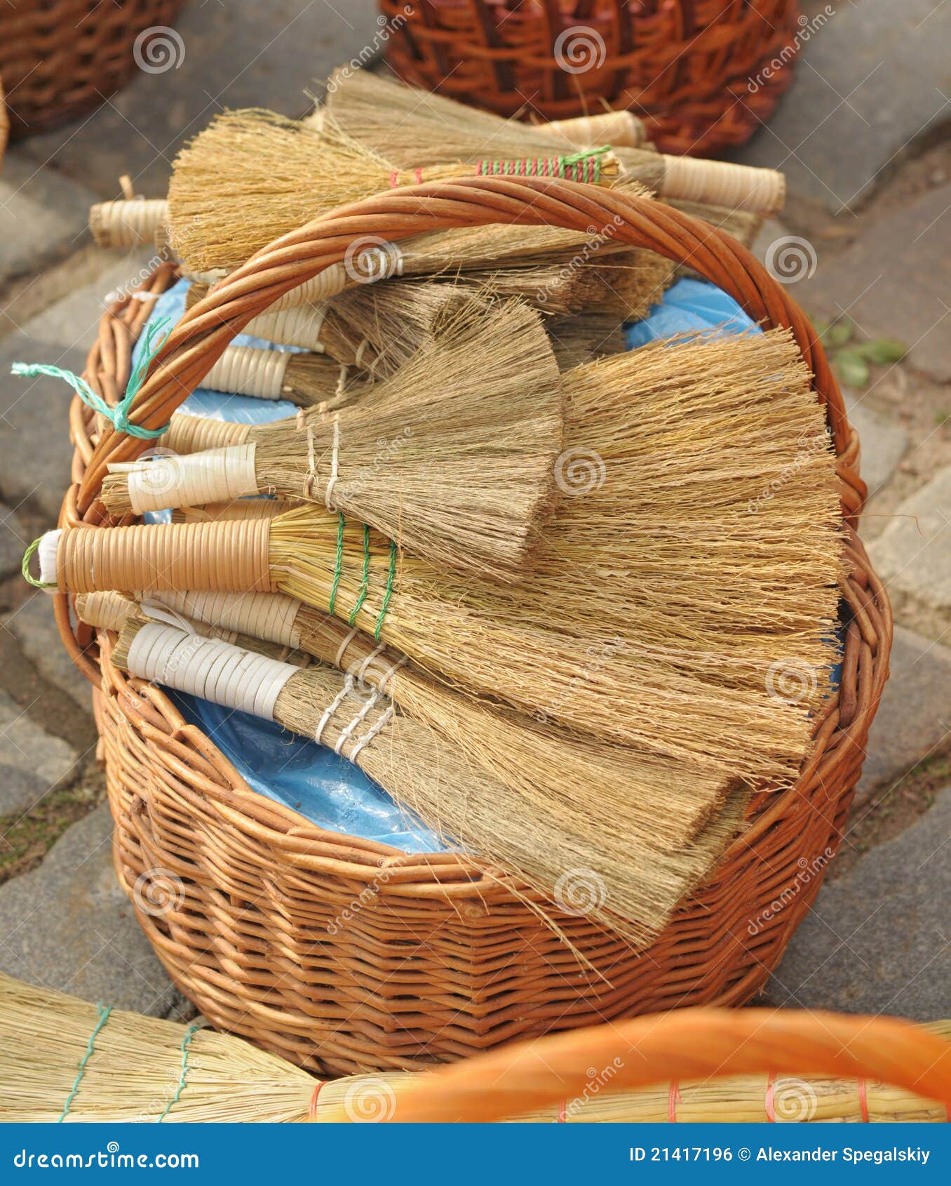 Some the Small Brooms in a Basket Stock Photo - Image of whisk, straw ...