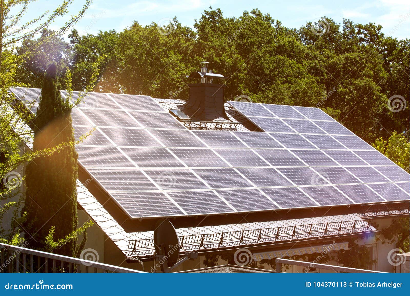 Solar Cells on a House Roof Stock Image - Image of solar, green: 104370113
