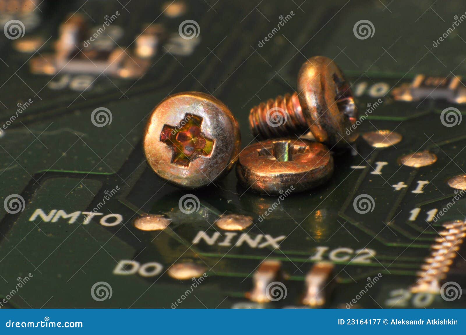 Some srew on board stock image. Image of rust, silicon - 23164177