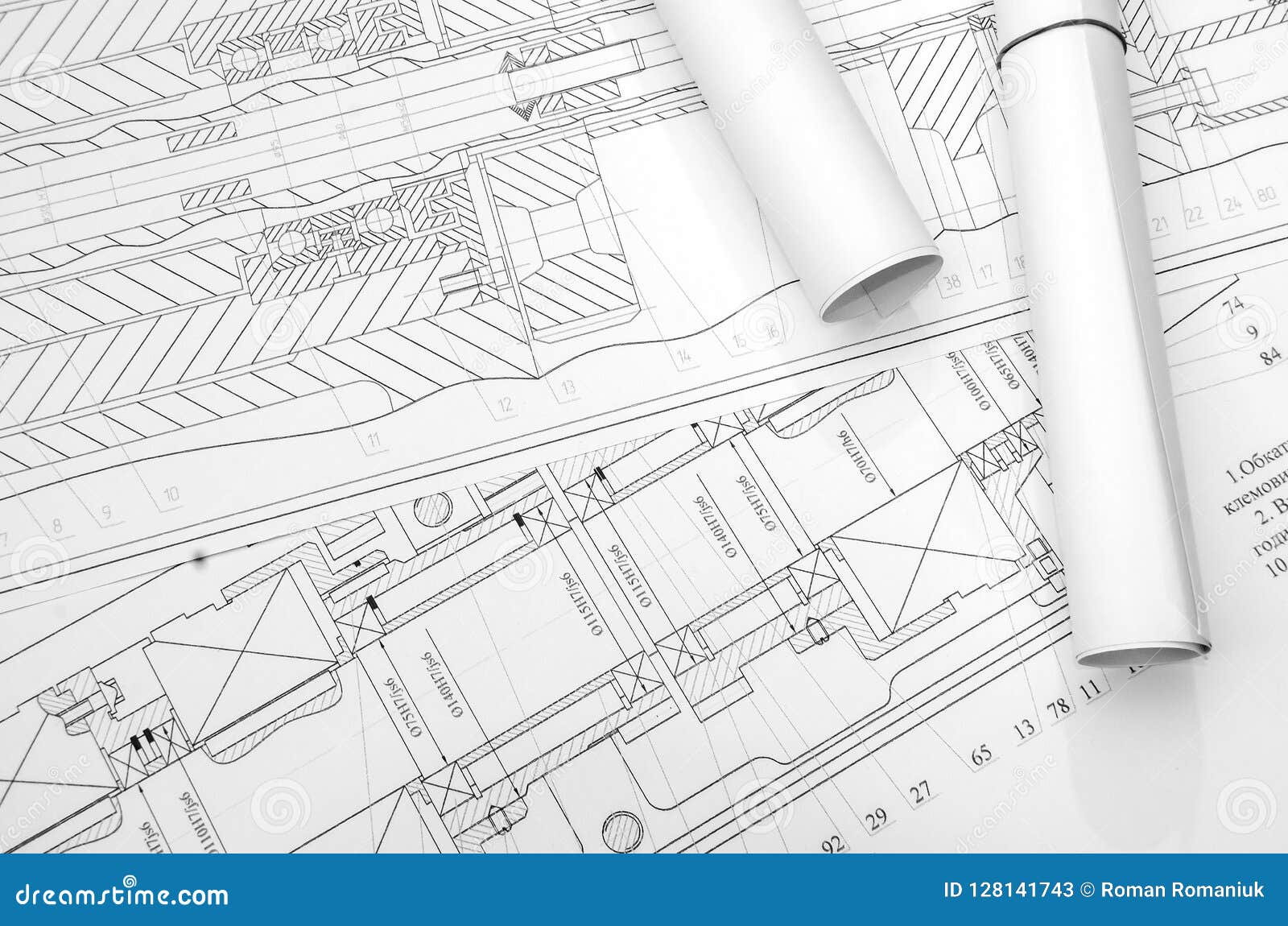 Some Technical Drawing, Machine Parts Stock Image - Image of background ...