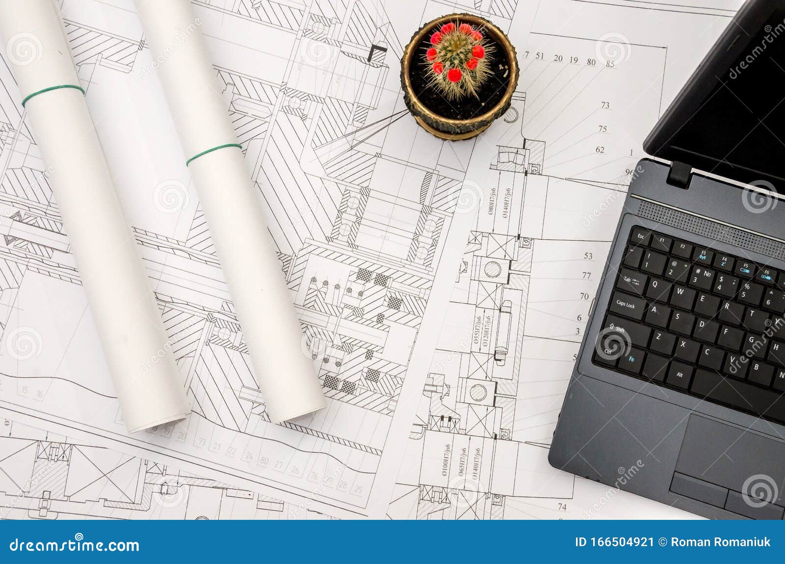 Some Technical Drawing, Machine Parts Stock Image - Image of technical ...