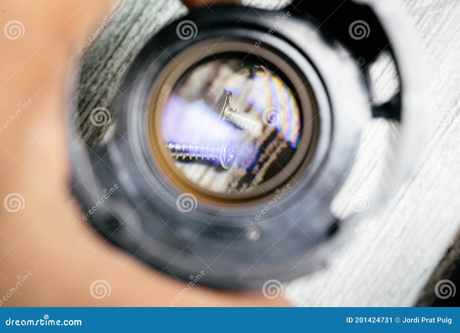 Some Tiny Screws Seen on a Loupe Lens Stock Image - Image of pieces ...