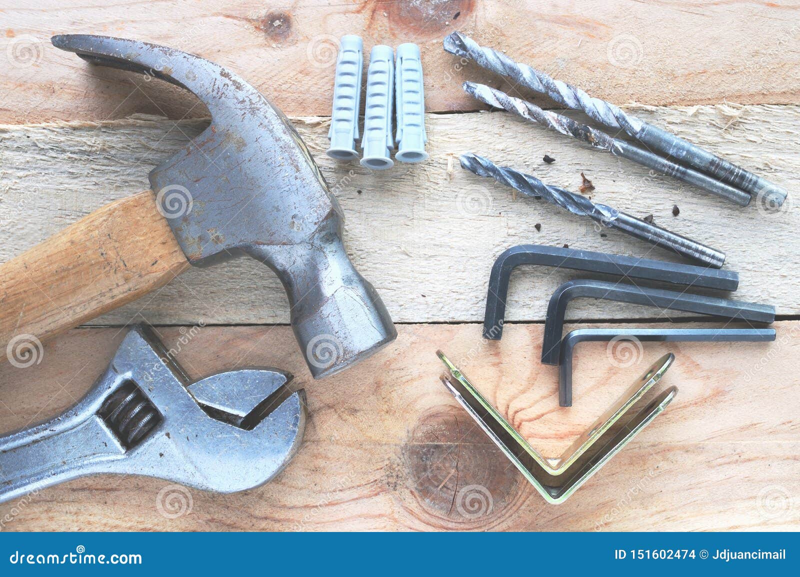 Some Tools on a Wooden Desktop in a Workshop. DIY and Bricolage Concept ...