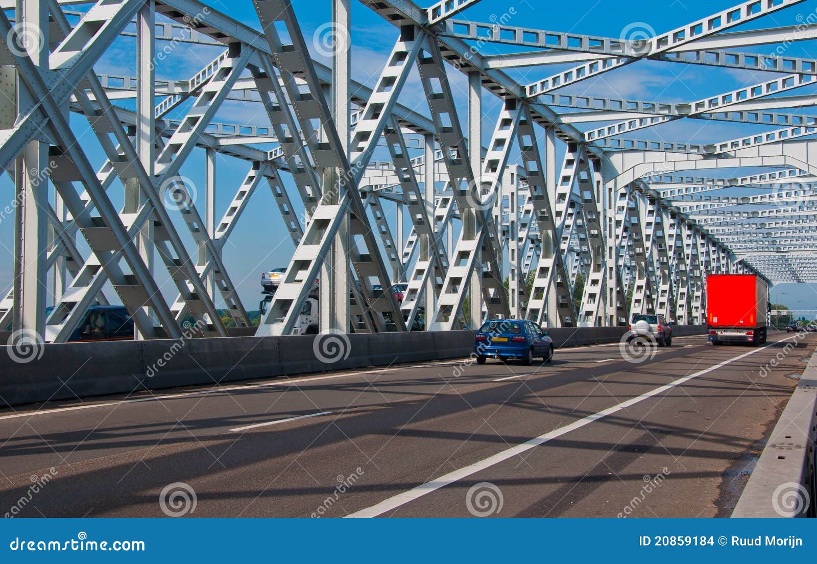 Some Traffic Over an Old Steel Bridge Stock Photo - Image of outside ...