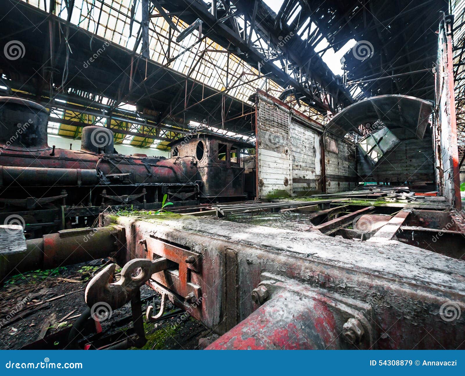 Some Trains at Abandoned Train Depot Stock Image - Image of transport ...