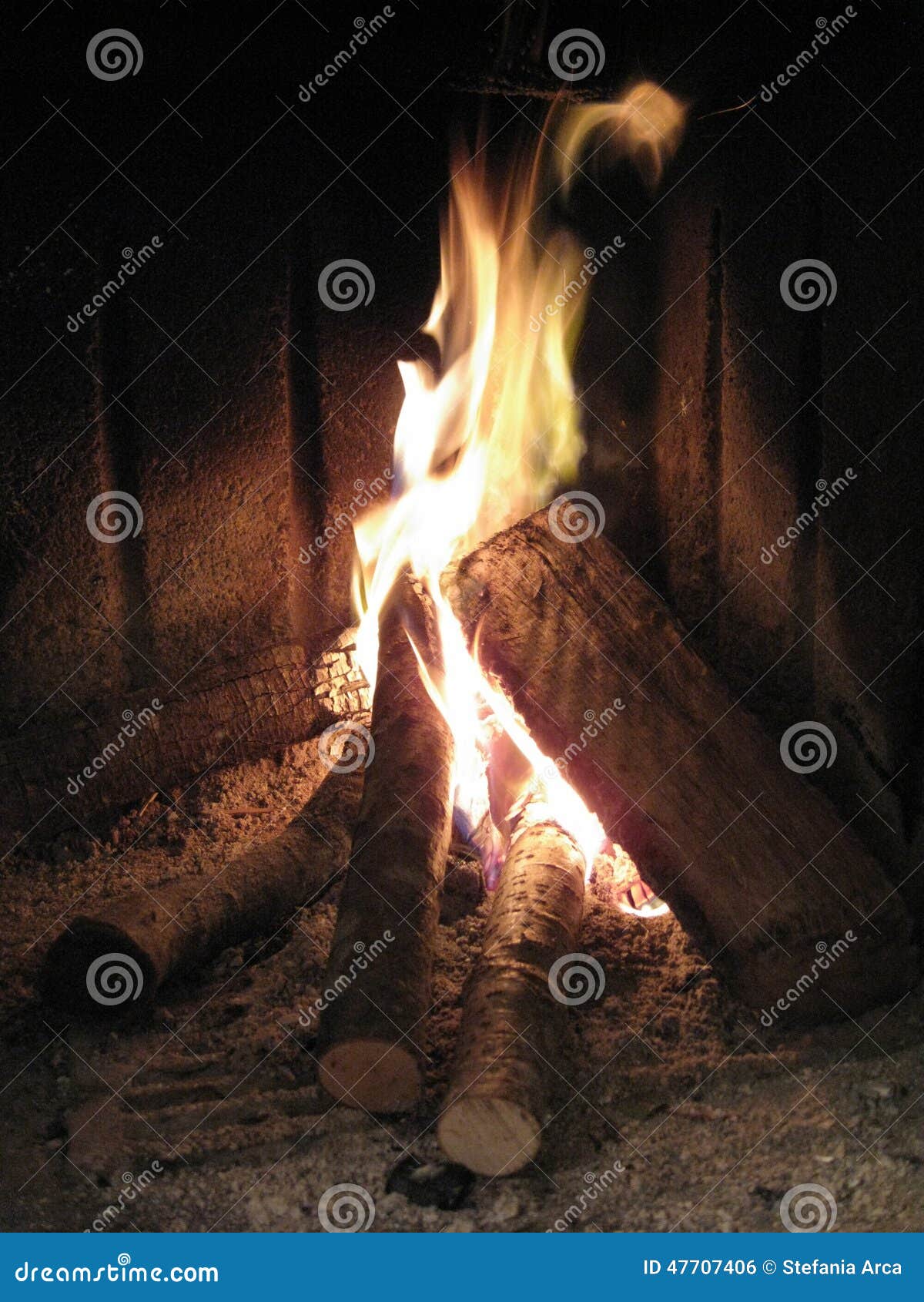 Some Trunks of Wood Burn on Red and Yellow Flame of Fire Stock Photo ...