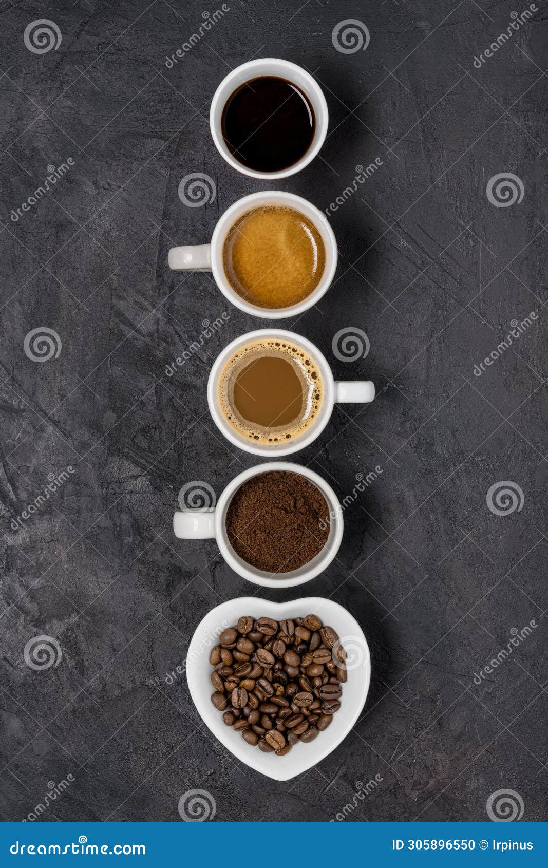 Some Types of Coffee in Various Cups Stock Photo - Image of group ...
