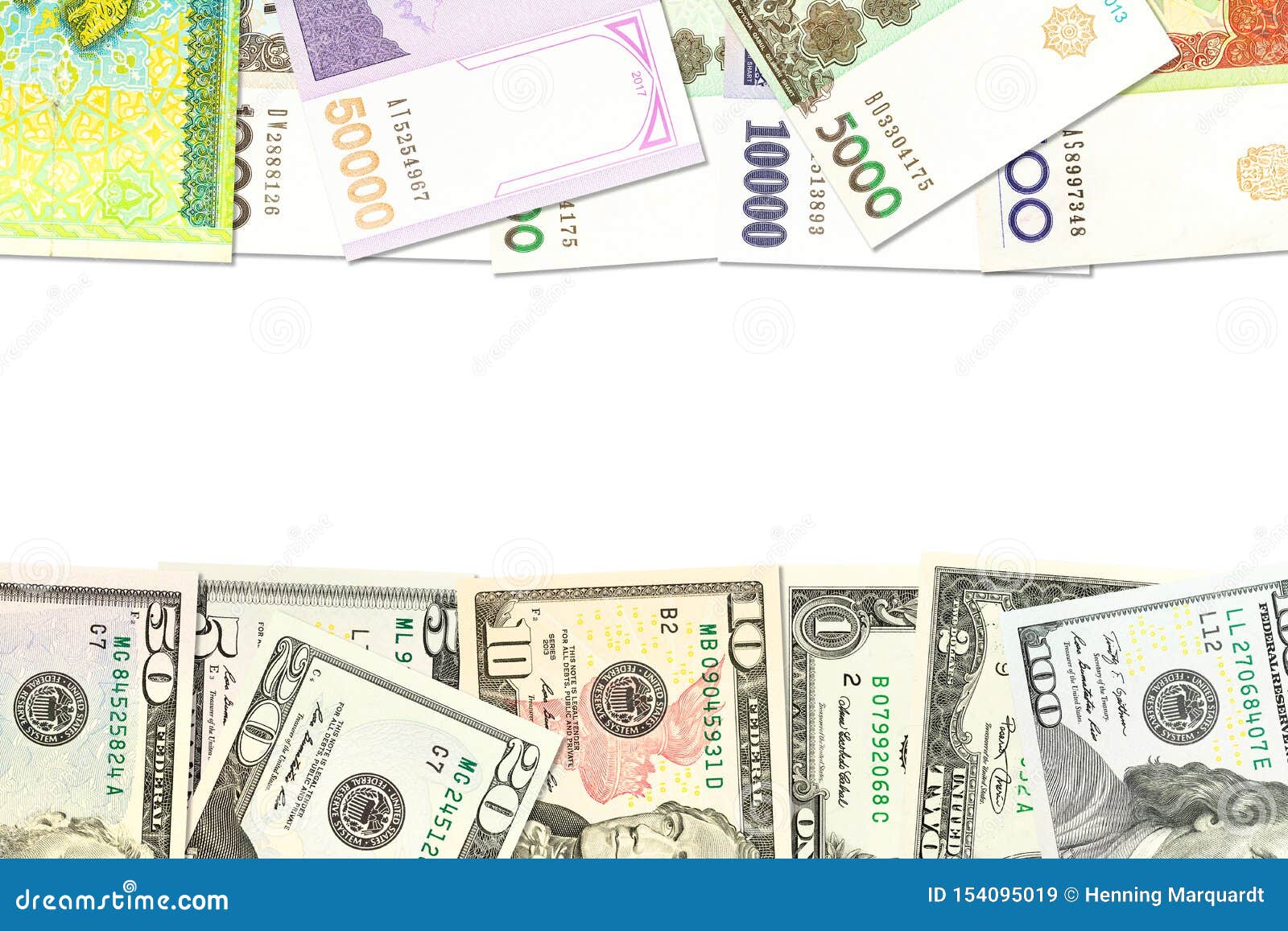 Some Uzbek Som Banknotes and Us-dollar Banknotes Indicating Bilateral ...