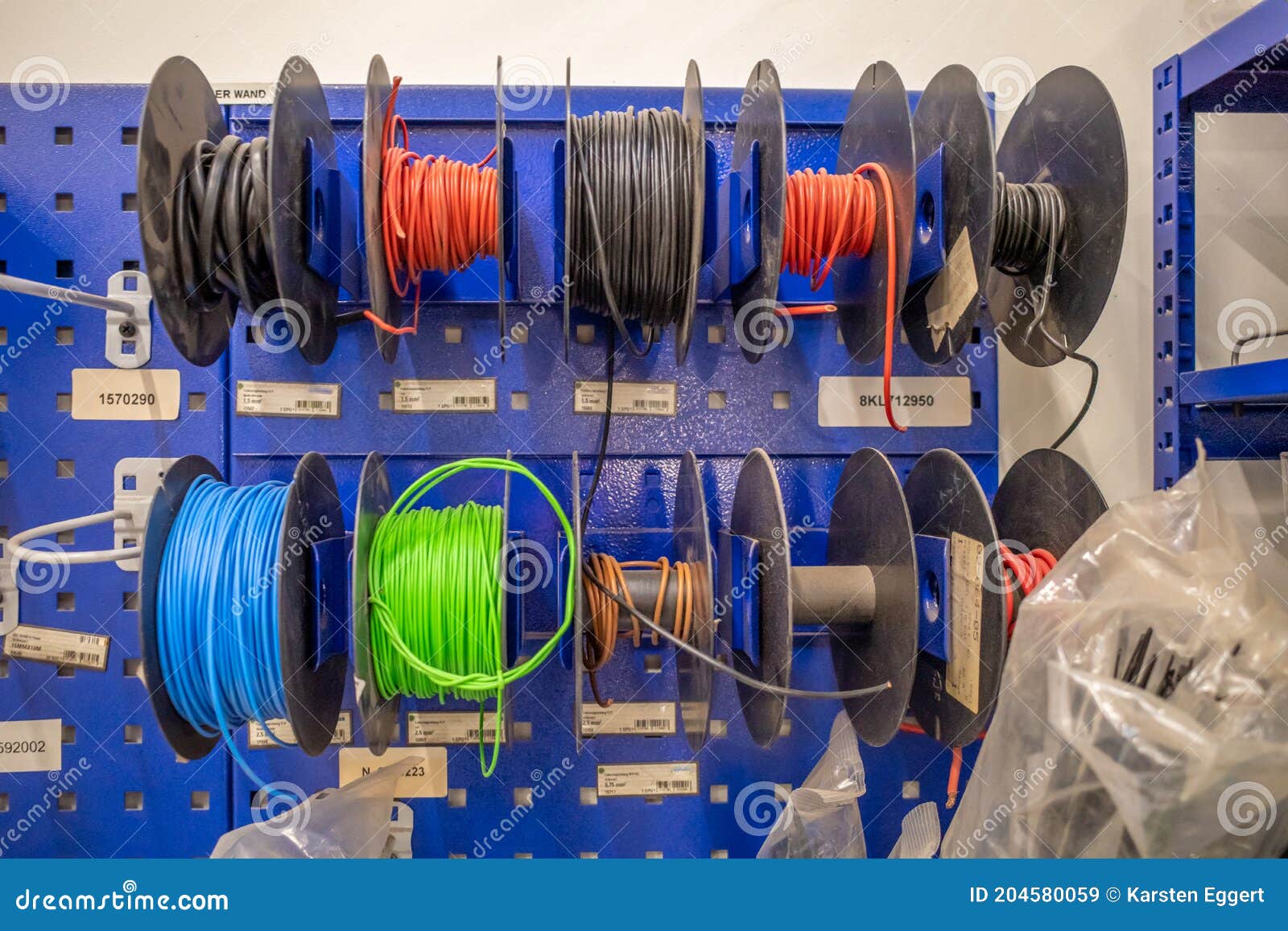 Some Various Cables are on Reels in a Car Workshop Stock Image - Image ...