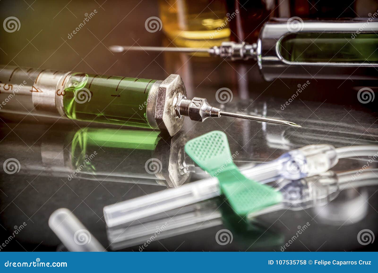 Some Vials and Syringe on Operating Table Stock Photo - Image of ...