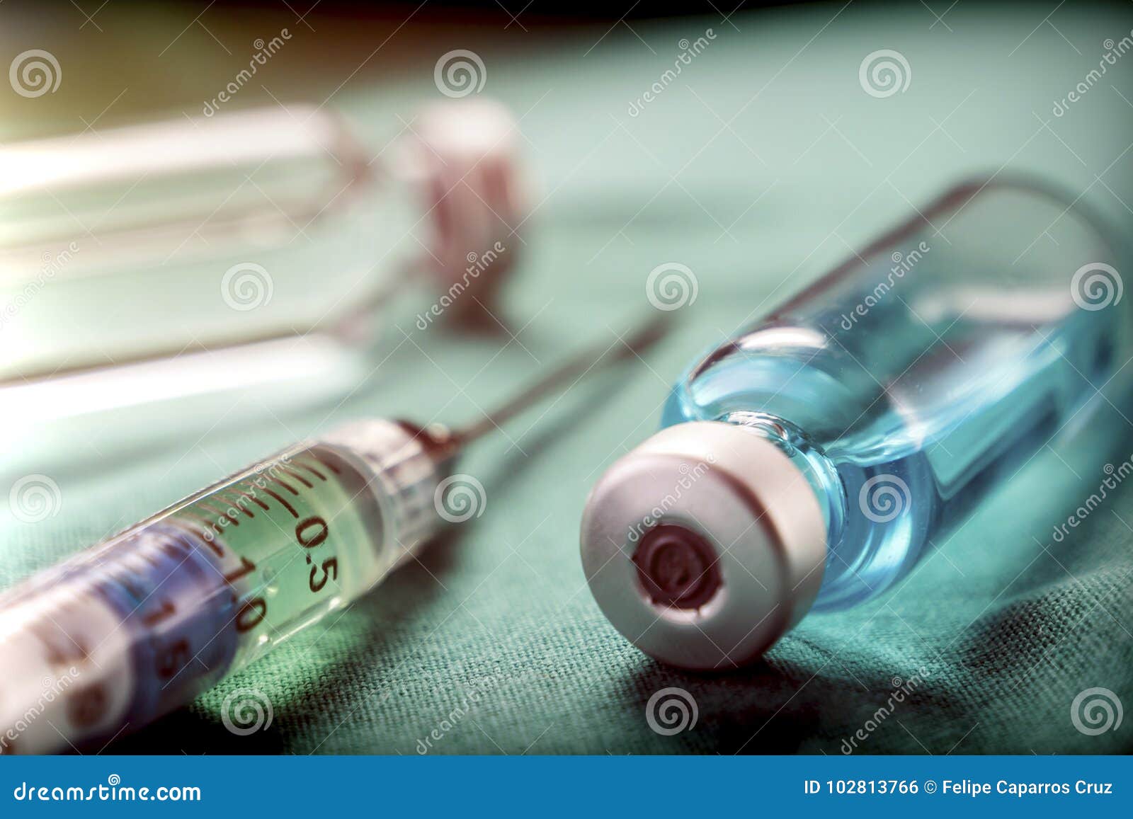 Some Vials and Syringe on Operating Table Stock Photo - Image of ...