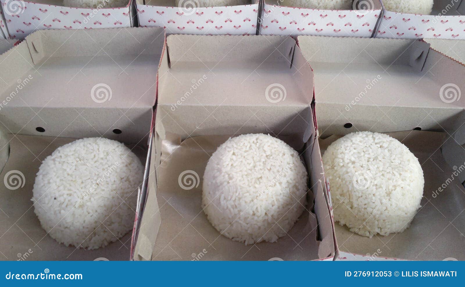 Some White Rice in a Paper Box Ready To Be Served and Eaten Stock Image ...