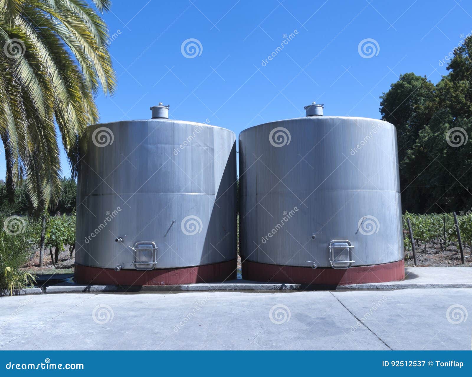 Some Wine Metallic Fermentation Tanks. Maule Valley, Chile Stock Image ...