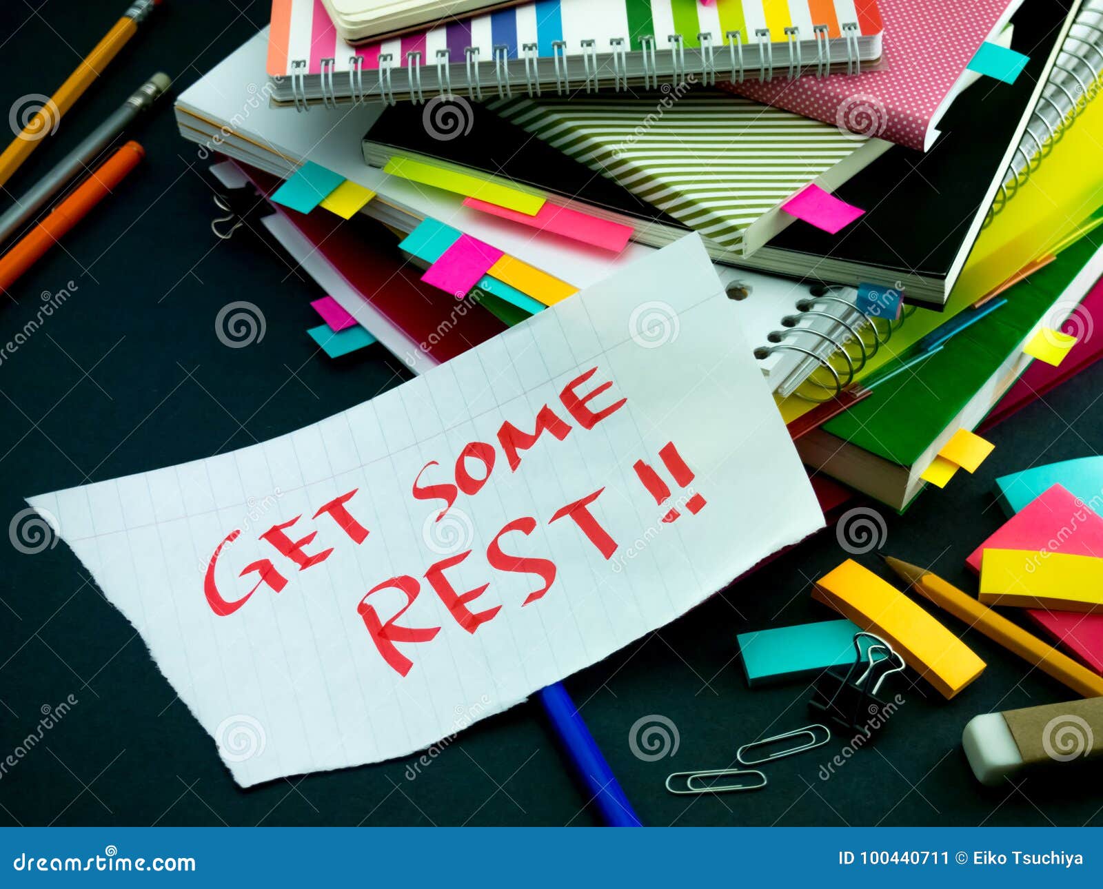 Somebody Left the Message on Your Working Desk; Get Some Rest Stock ...