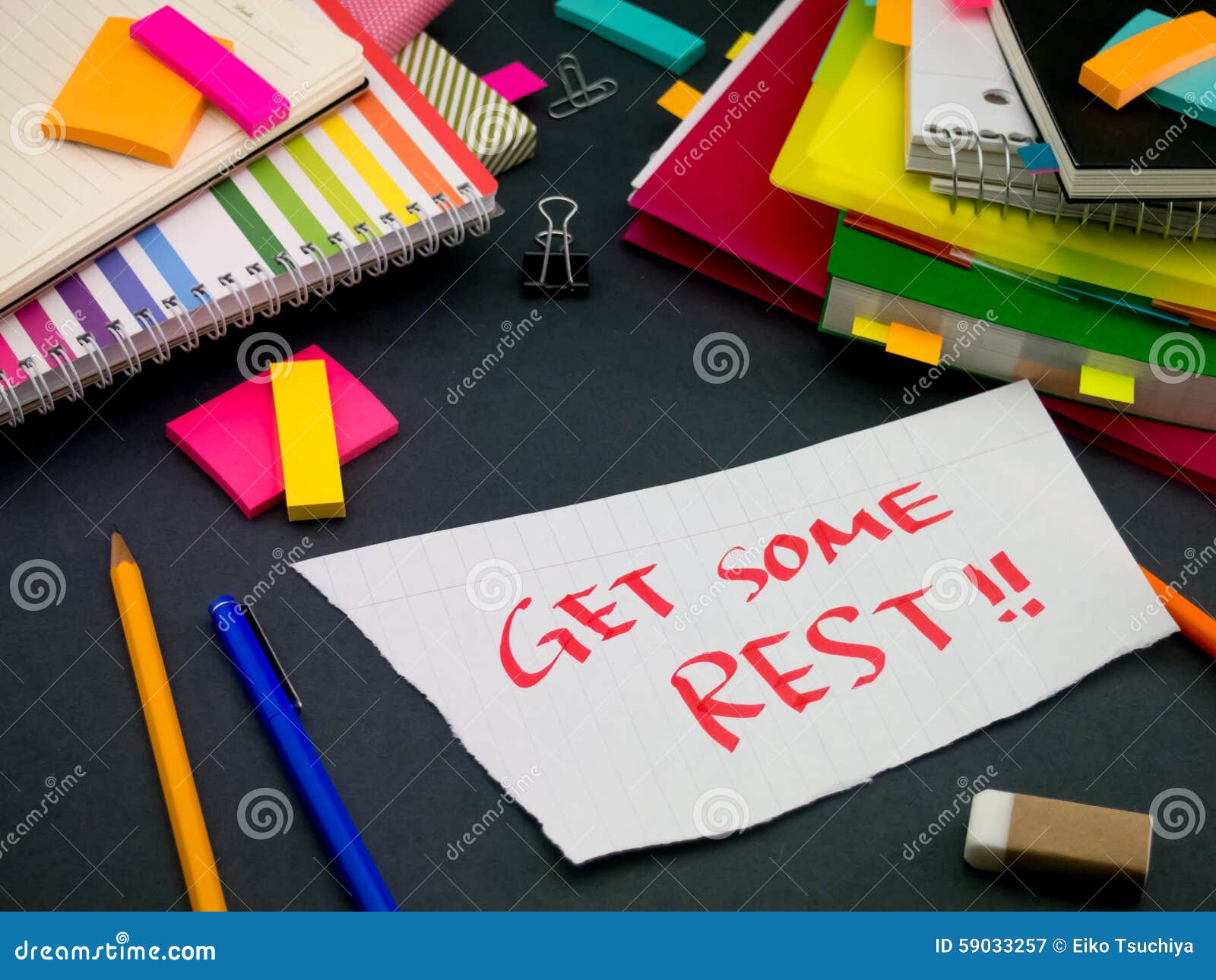 Somebody Left the Message on Your Working Desk; Get Some Rest Stock ...