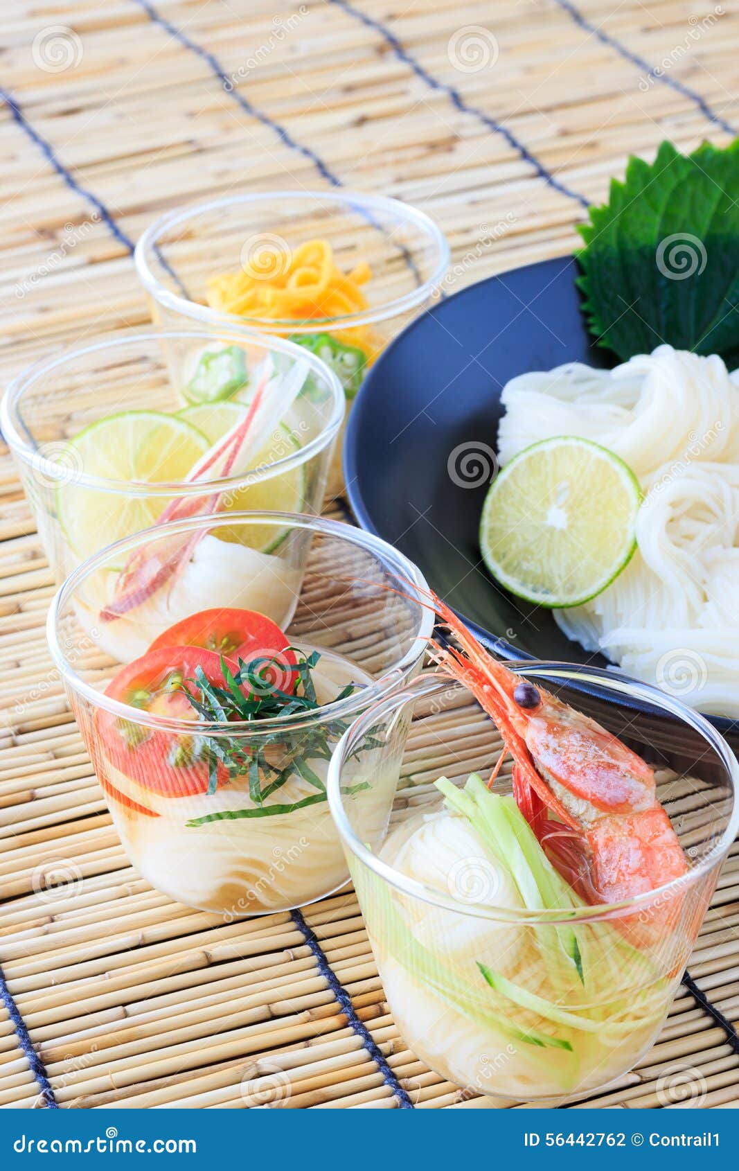 Somen, Japanese Thin Wheat Noodles Stock Photo - Image of condiments ...