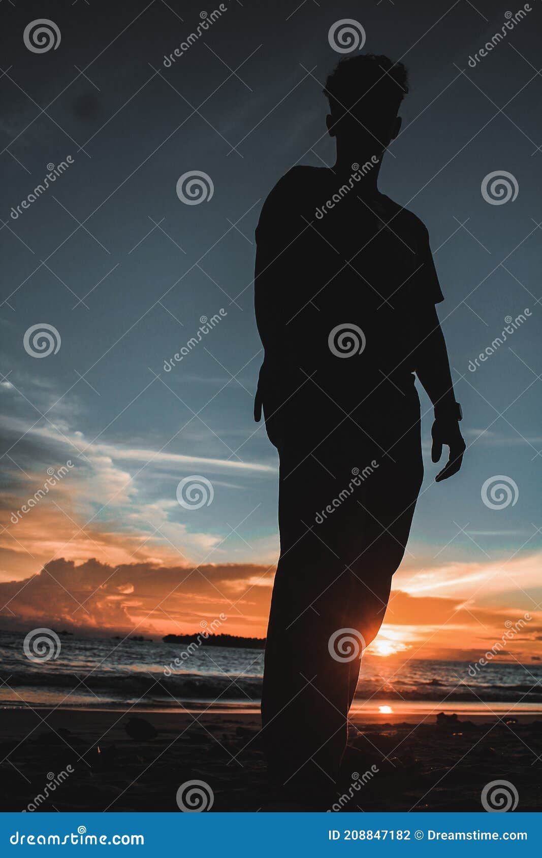 Someone behind the sunset stock photo. Image of reflection - 208847182