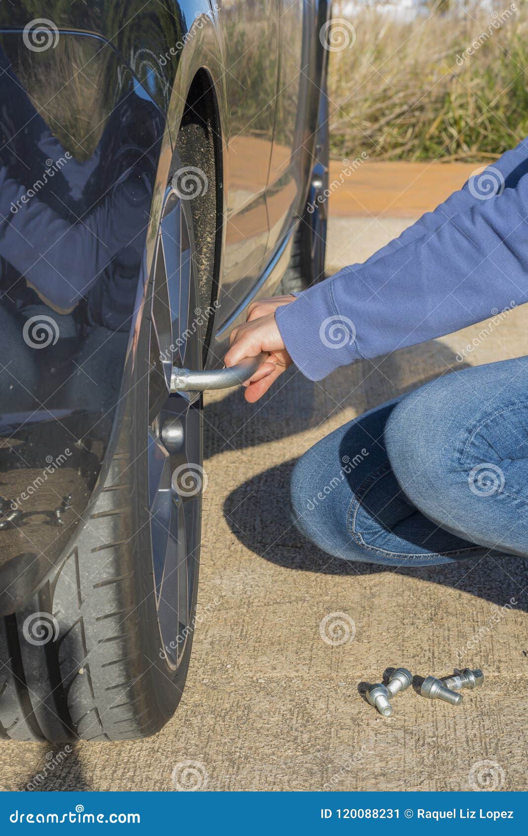 Changing the Wheel of a Car. Stock Image - Image of assistance, driver ...