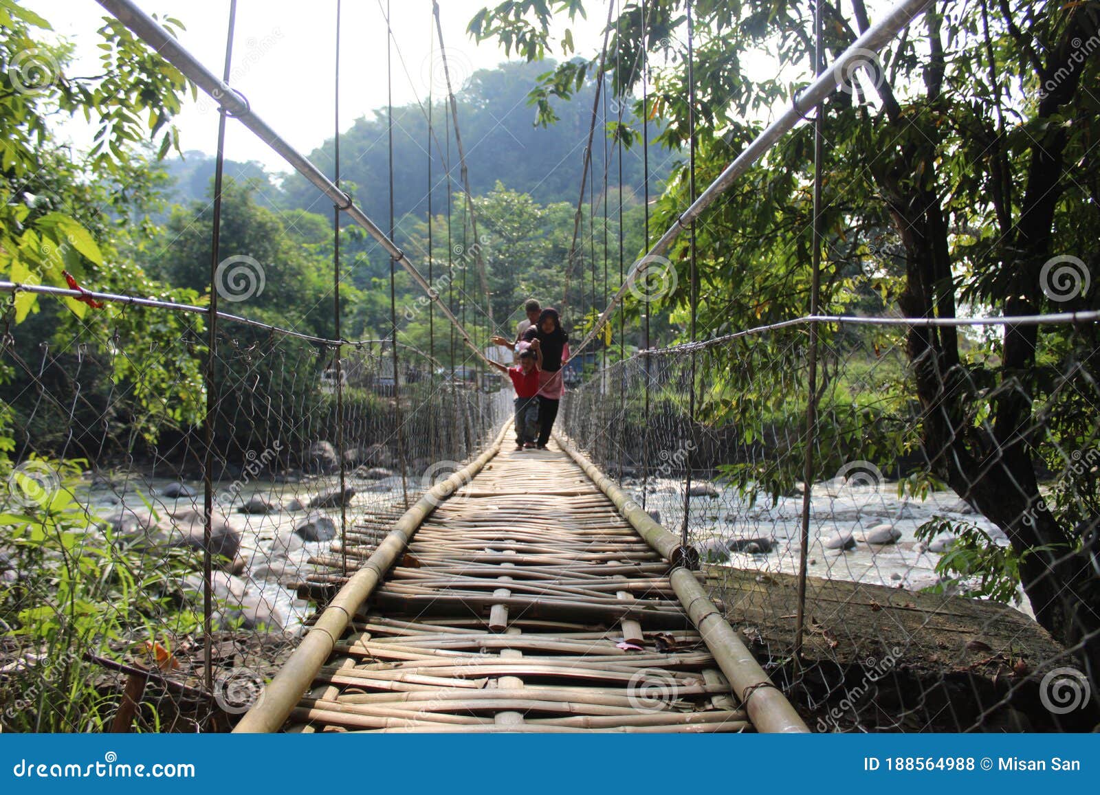 Someone Crossed the Bridge in West Java. Editorial Stock Photo - Image ...