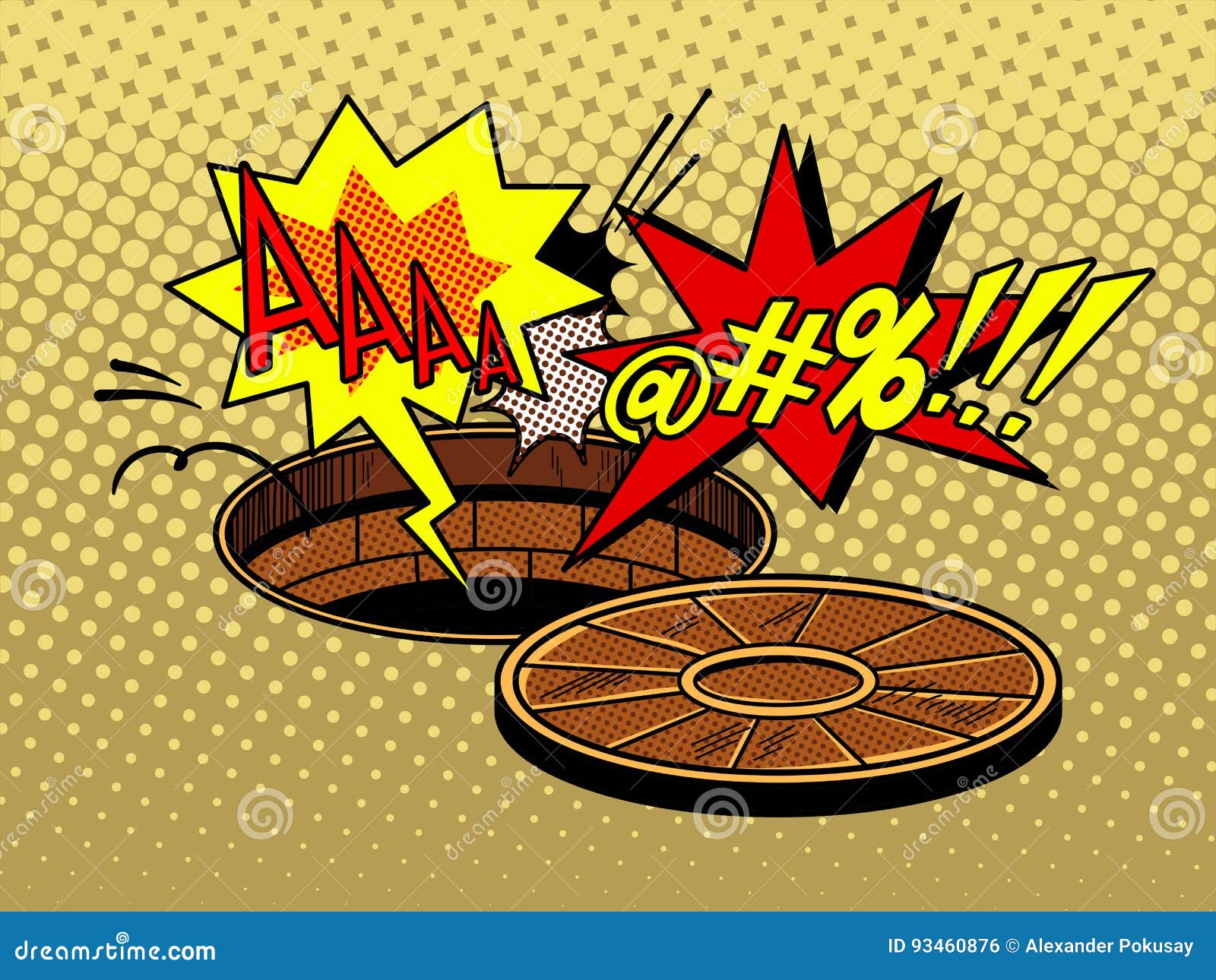 Someone Fell into the Open Hatch Pop Art Vector Stock Vector ...