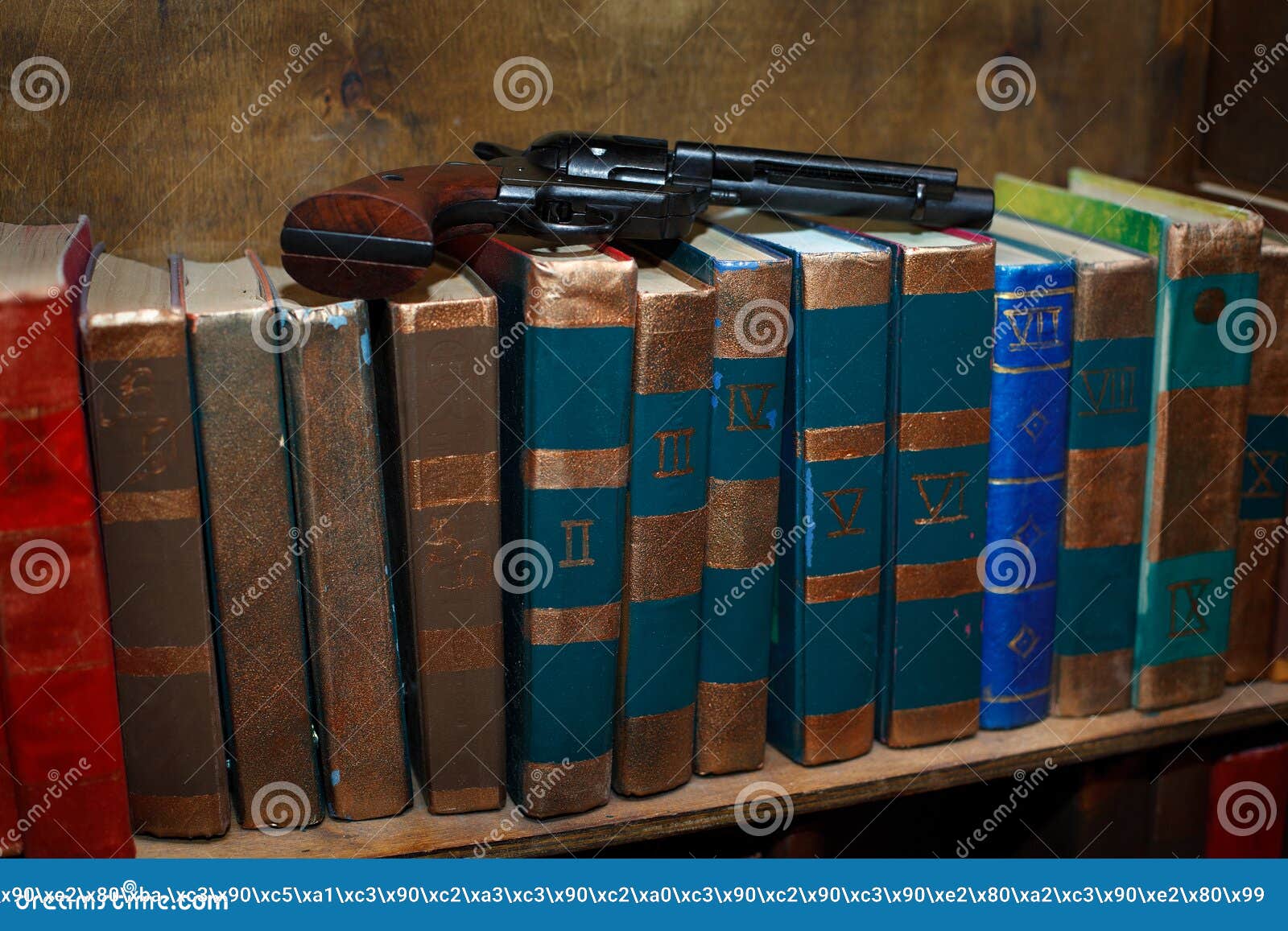 Someone Forgot the Gun in the Library Stock Photo - Image of single ...