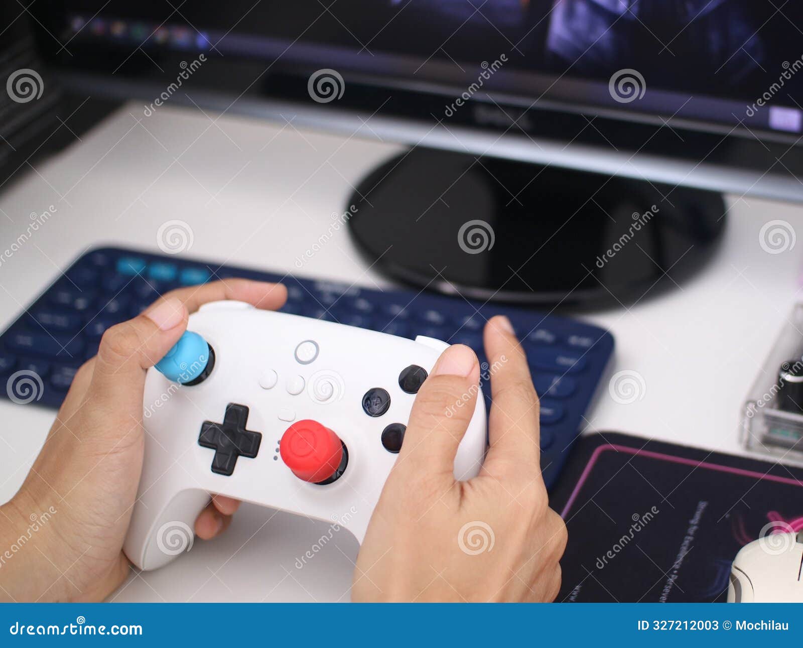 Someone is Holding Game Controller. Stock Image - Image of bokeh ...