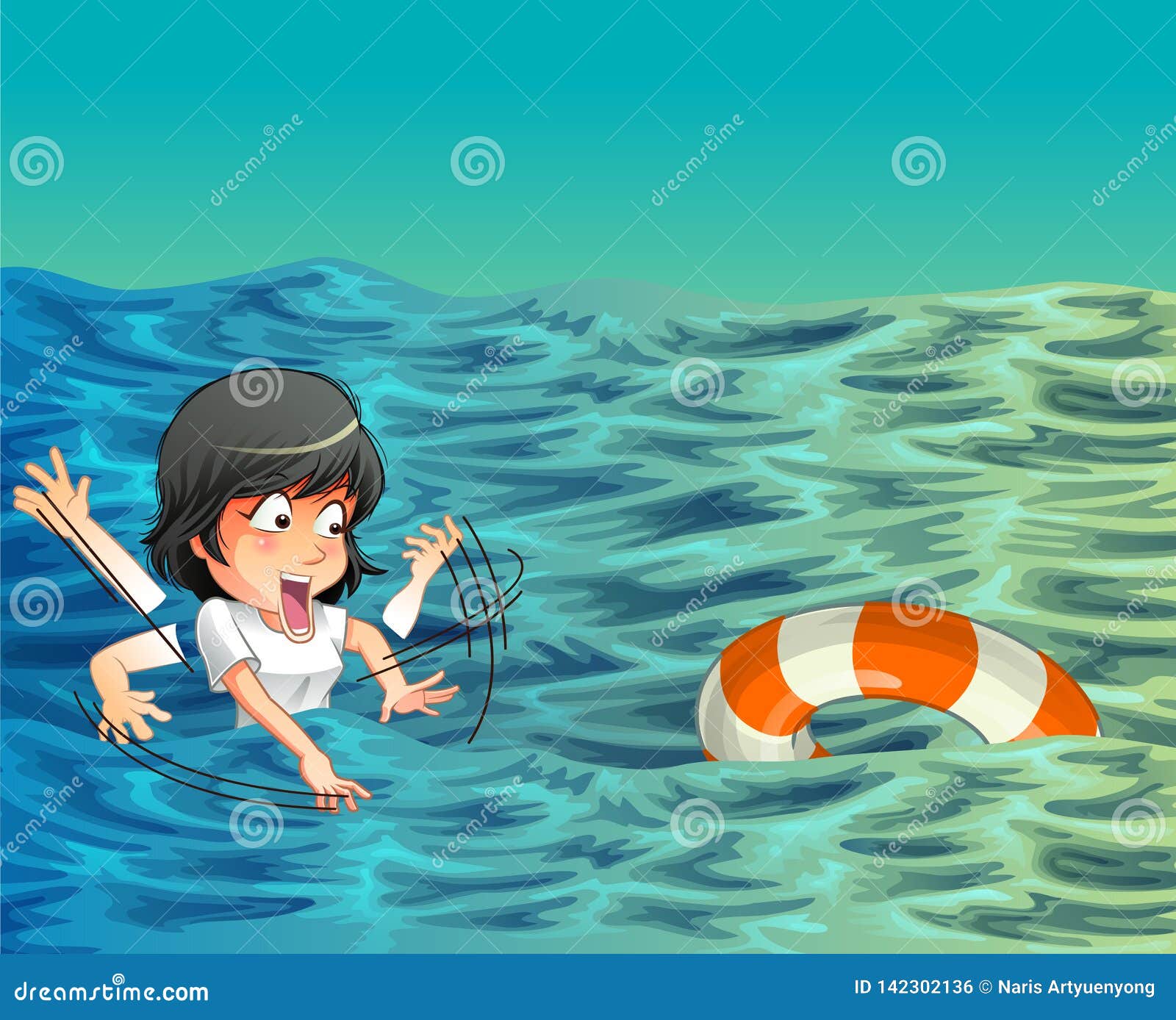 Drowning Vector Illustration | CartoonDealer.com #115025812