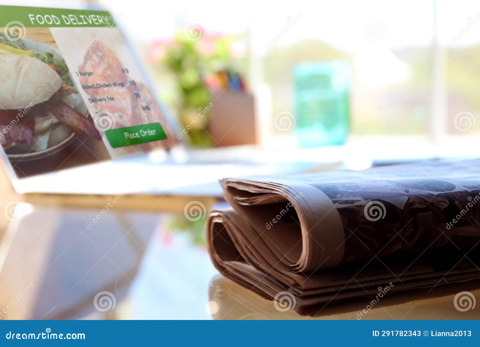 Someone is Ordering Food on the Internet Using an App, Restaurant Meals ...