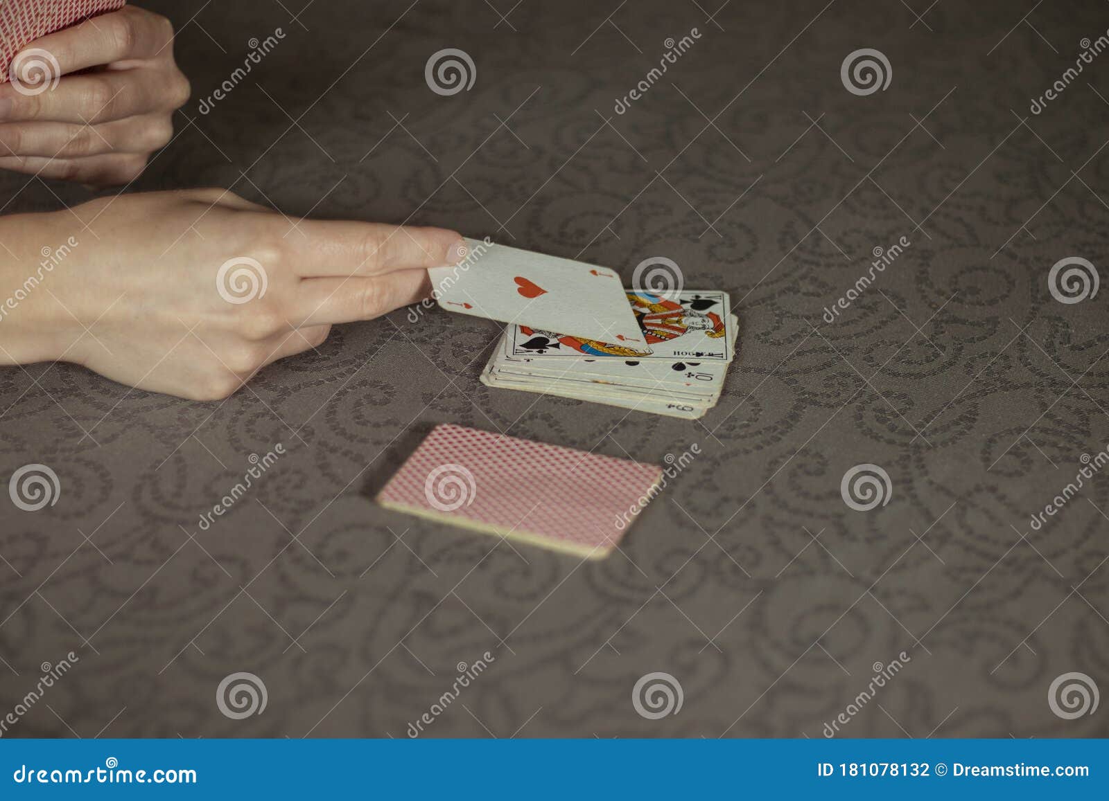 Someone Playing with Cards on a Table Stock Photo - Image of game ...