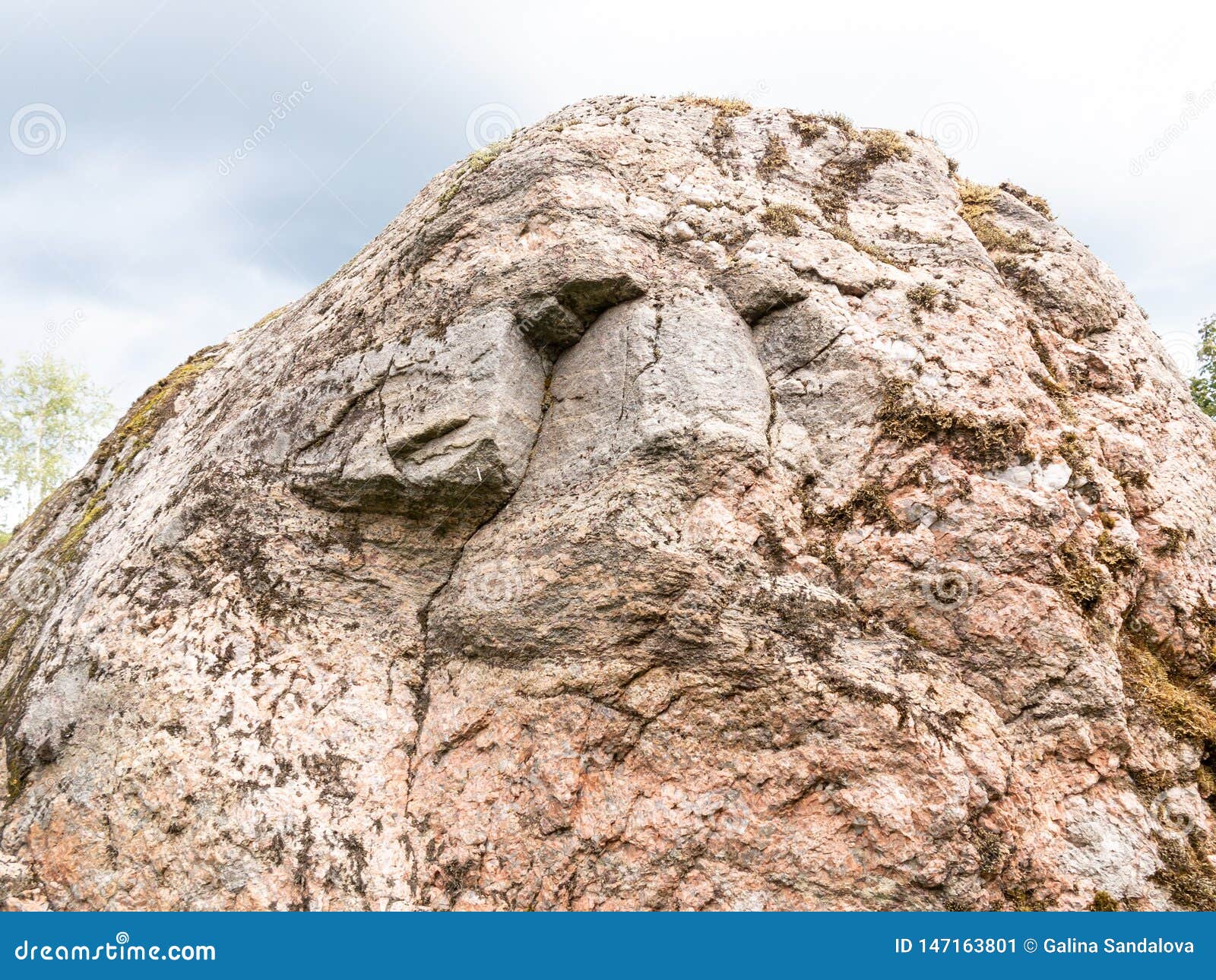 Someone`s Face on the Surface of a Large Boulder Stock Image - Image of ...