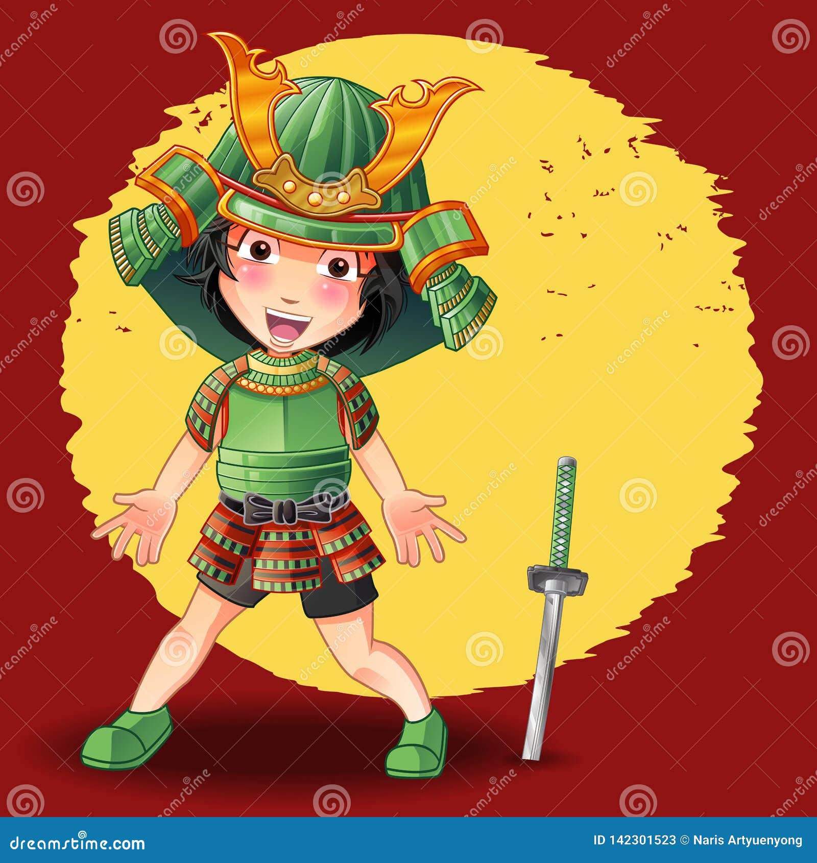 Someone Is In Samurai Armor And Sword. Cartoon Vector | CartoonDealer ...
