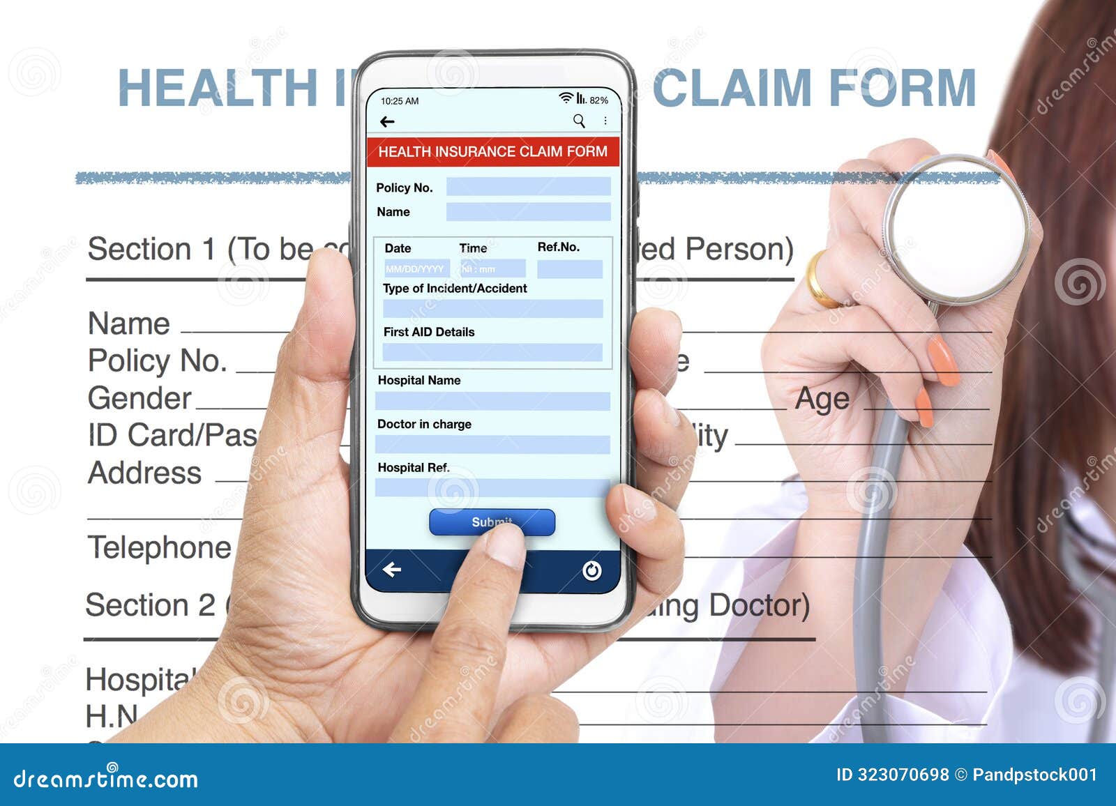 Someone Showing Insurance Claim Mobileapp on Smartphone in His Hand ...