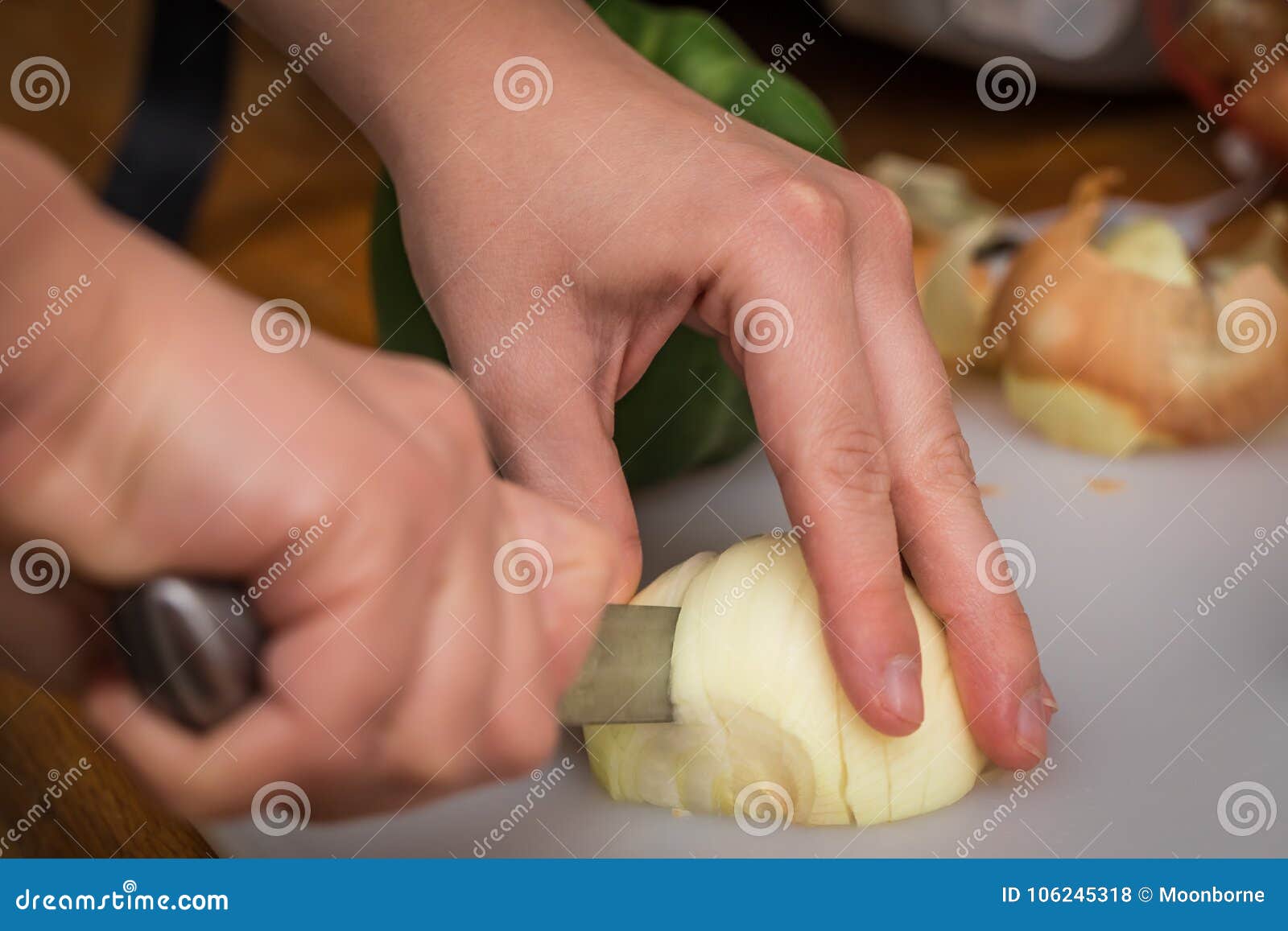 Slicing Onions stock photo. Image of onion, organic - 106245318