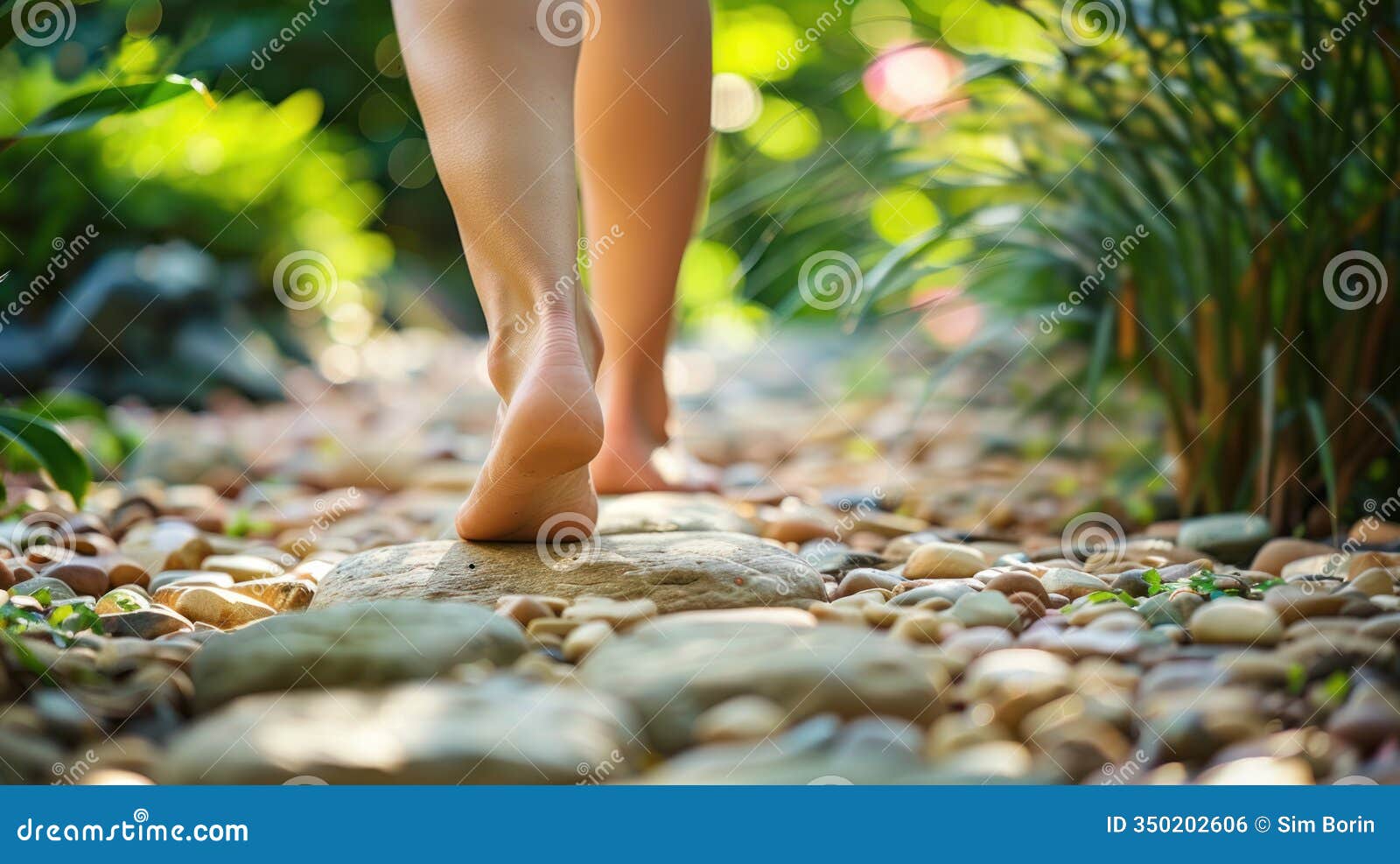Someone Standing on a Smooth Stone Path with Their Bare Feet ...