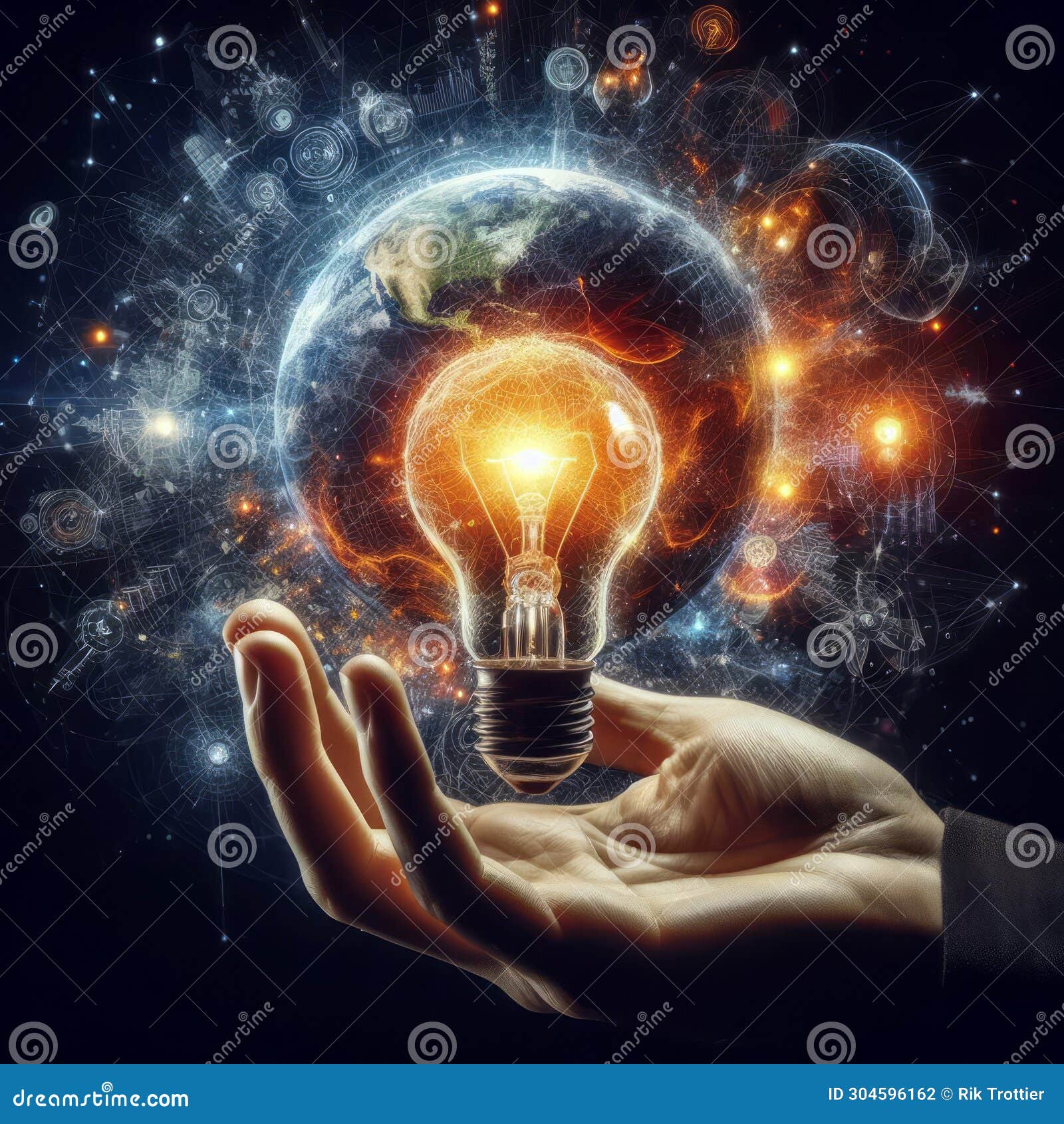 Light Bulb Source of Bright Ideas in the Dark Stock Illustration ...