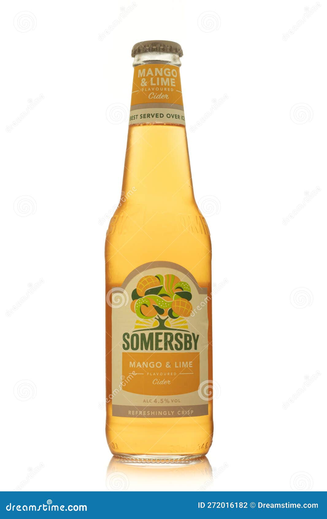 Somersby Mango and Lime Flavoured Alcoholic Cider Glass Bottle Isolated ...