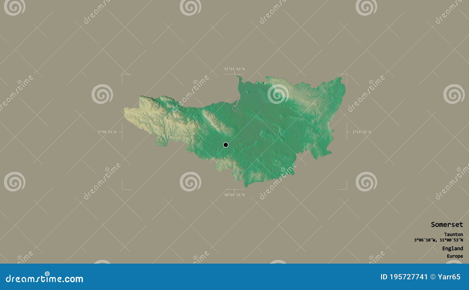 Somerset - England. Bounding Box. Relief Stock Illustration ...