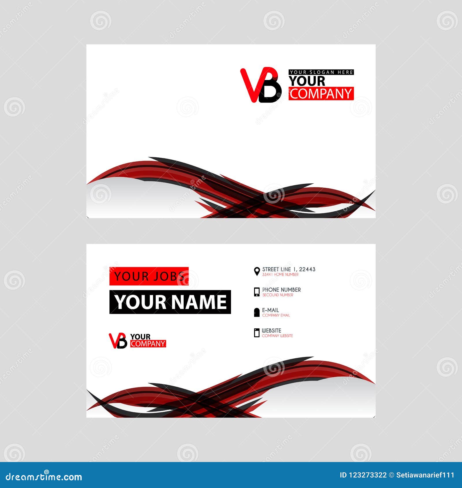 Horizontal Name Card With LP Logo Letter And Simple Red Black And ...