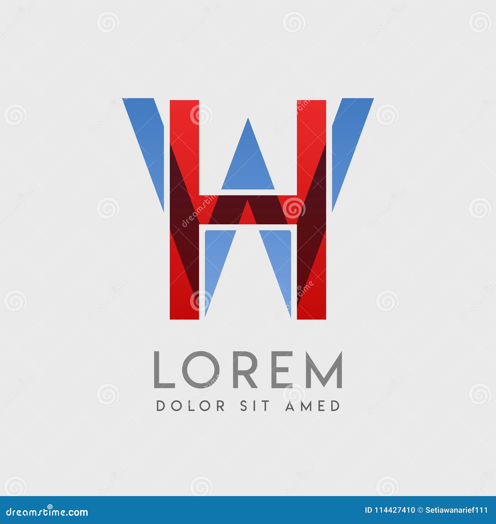 HW Logo Letters with Blue and Red Gradation Stock Vector - Illustration ...