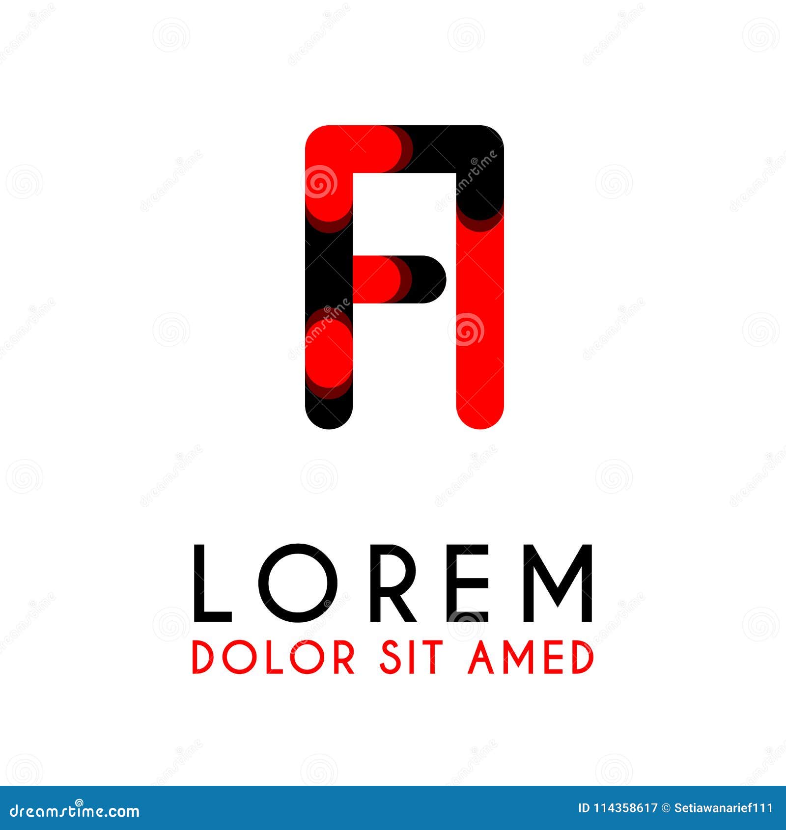 Initial Letter FI with Red Black and Has Rounded Corners Stock Vector ...