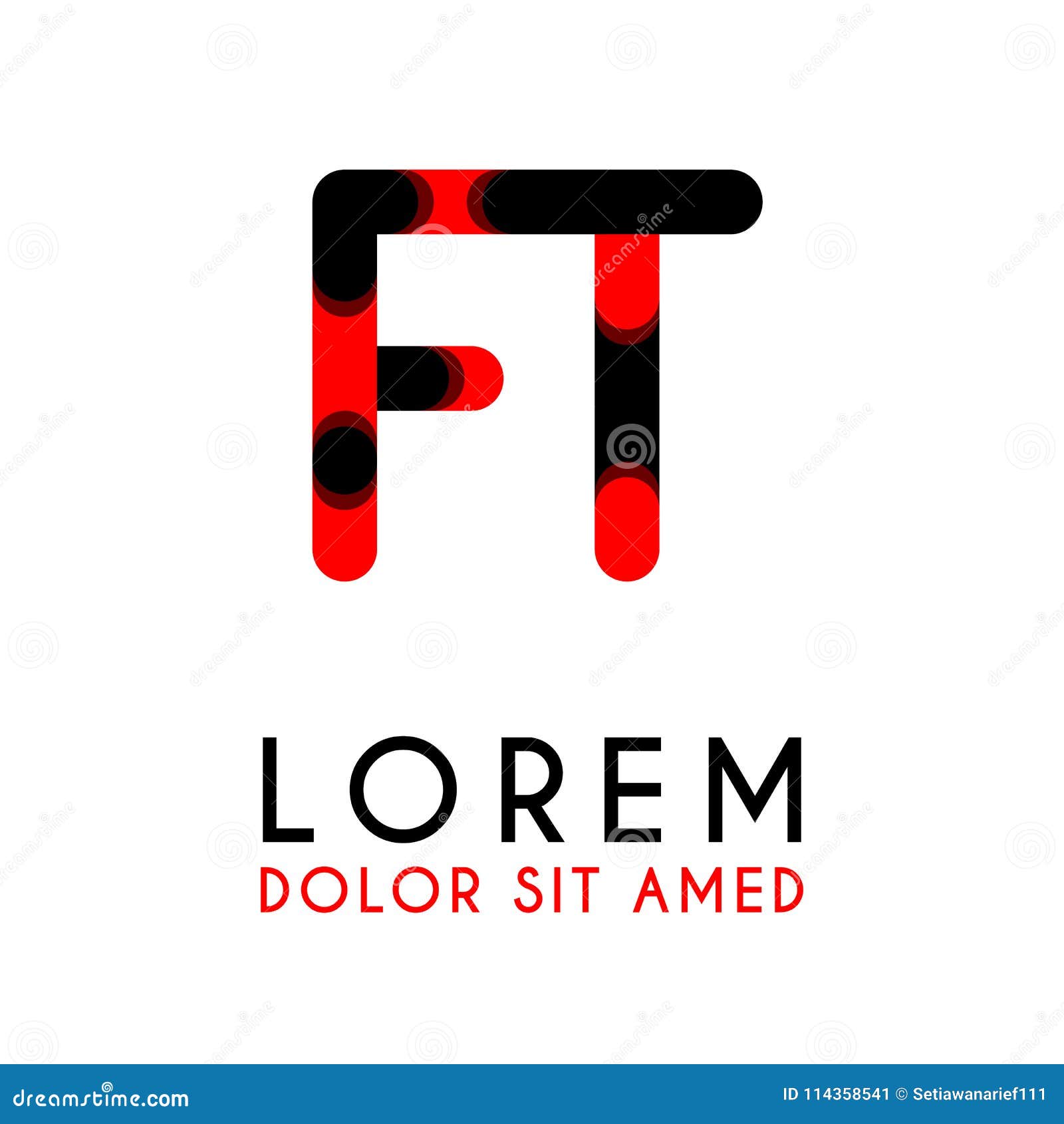 Initial Letter FT with Red Black and Has Rounded Corners Stock Vector ...