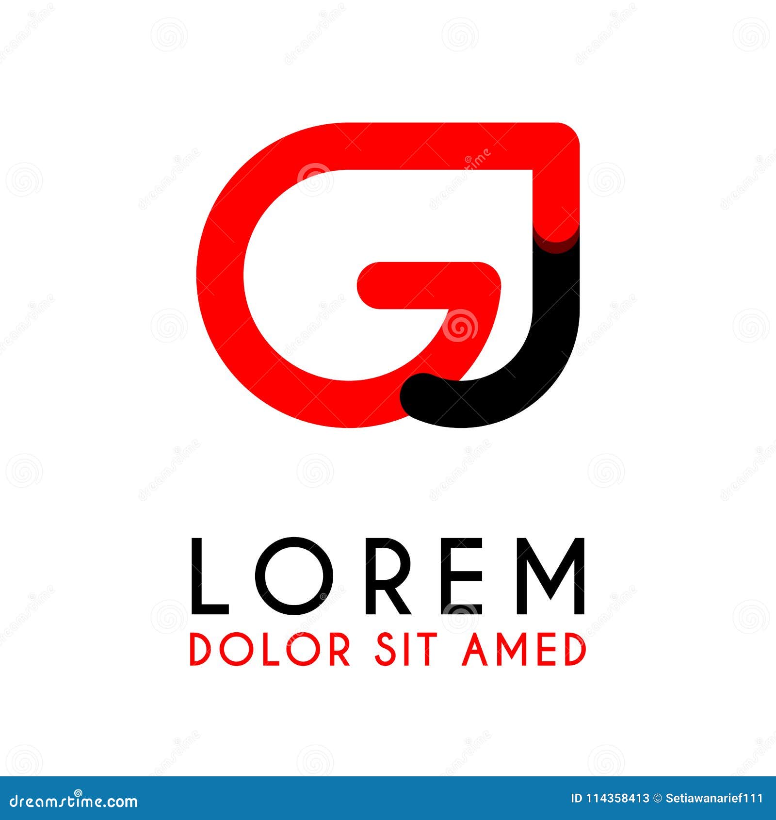 Initial Letter GJ with Red Black and Has Rounded Corners Stock Vector ...