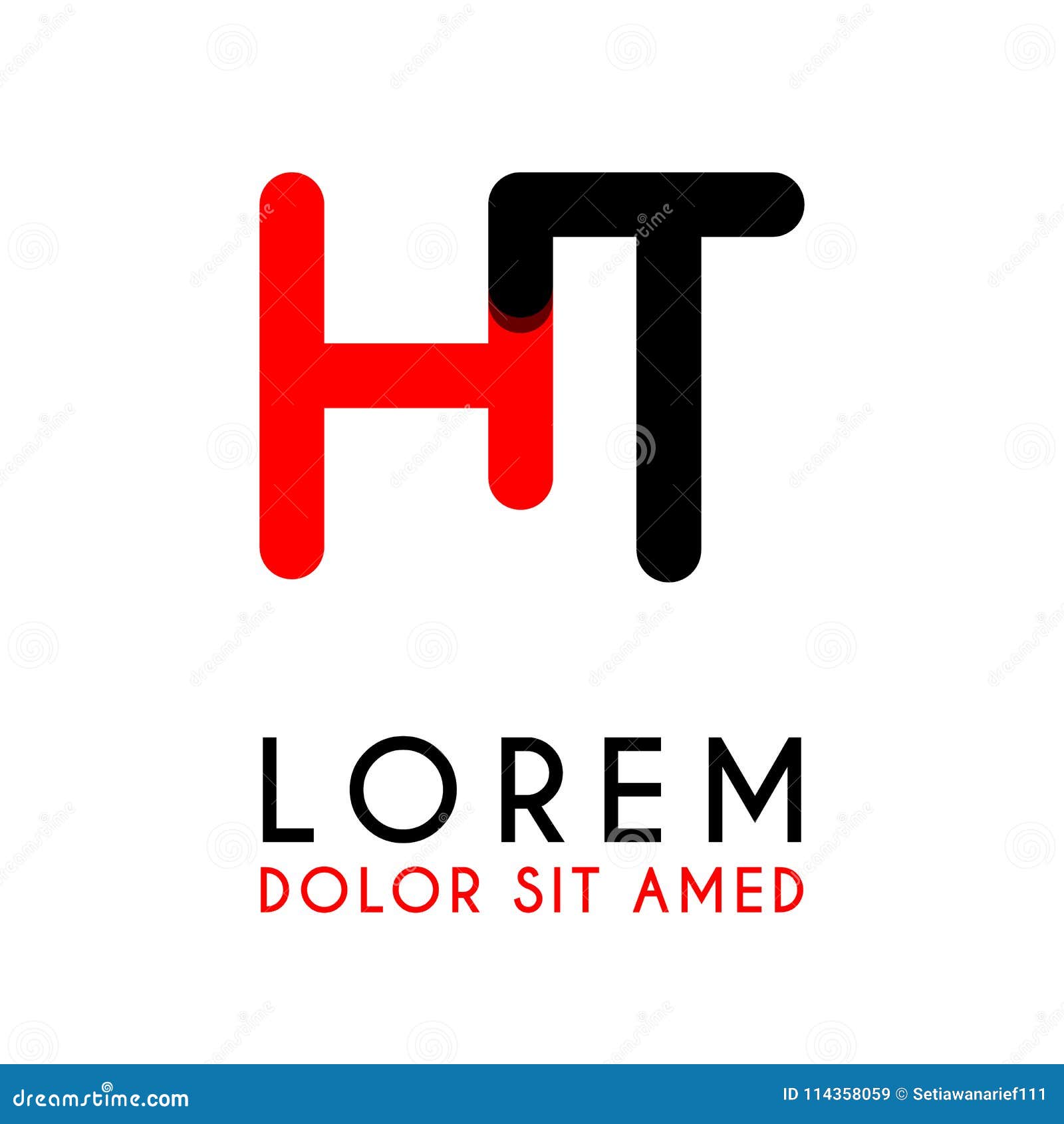 Initial Letter HT with Red Black and Has Rounded Corners Stock Vector ...