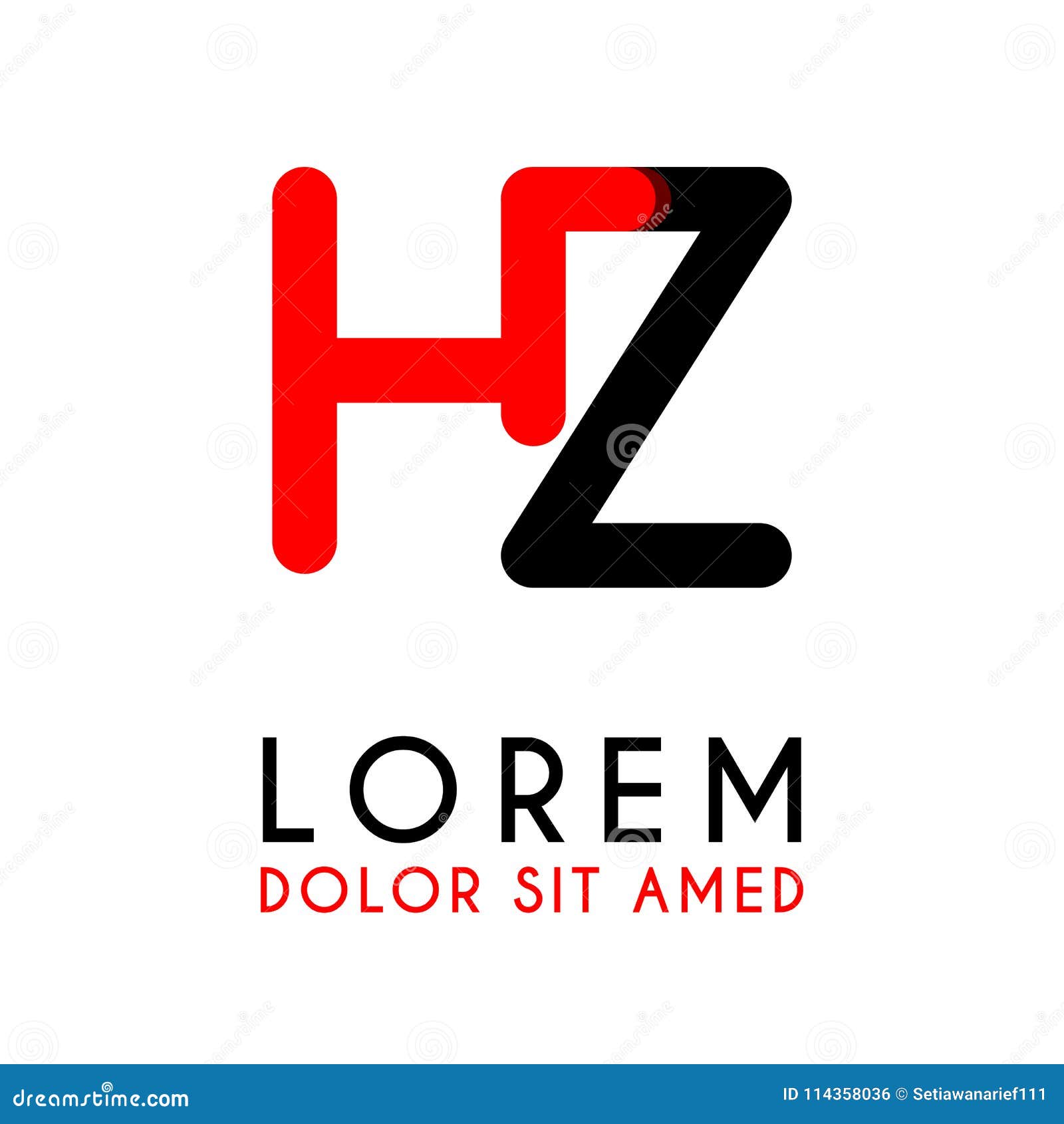 Initial Letter HZ with Red Black and Has Rounded Corners Stock Vector ...