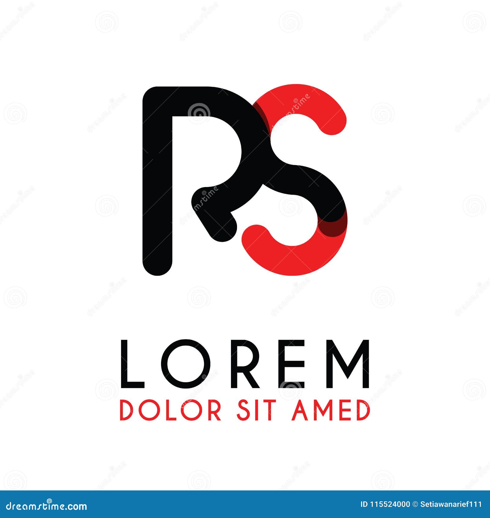 Initial Letter RS with Red Black and Has Rounded Corners Stock Vector ...